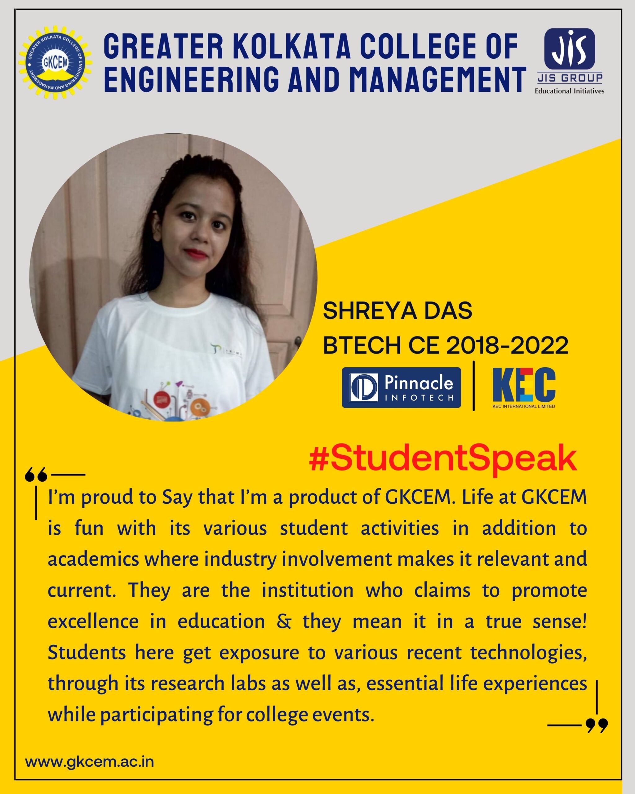 Student Testimonials 2022 - Greater Kolkata College of Engineering ...